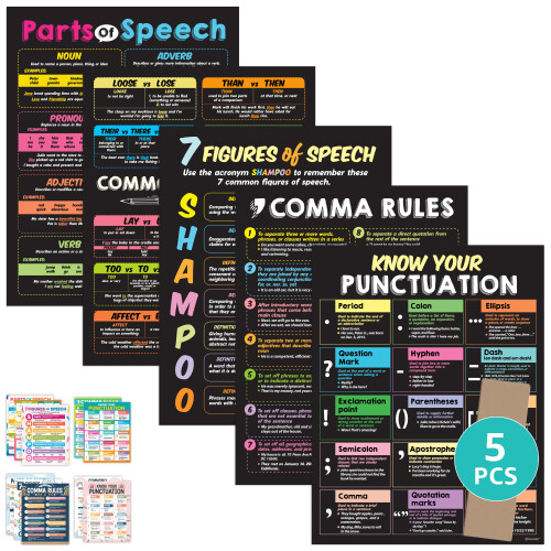5 English Classroom Posters High School - 17x22in ELA Posters for Midd ...