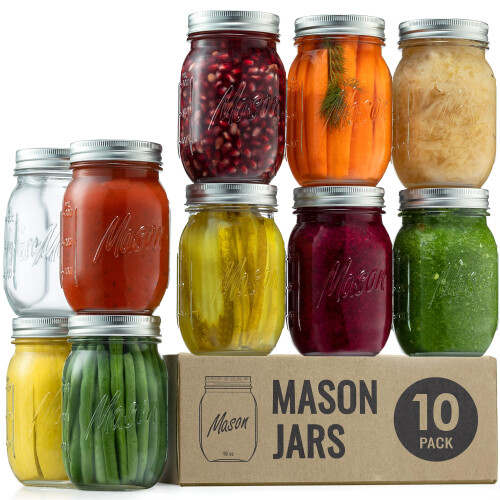 Paksh Novelty 16 Oz Mason Jars with Lids, 5-Pack - glass Food Storage ...