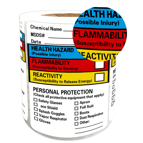 SDS Stickers/MSDS Stickers for Chemical Safty Data 2 X 3 Inches ...