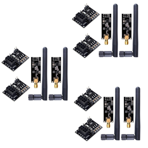 6Pcs NRF24L01+PA+LNA RF Transceiver Module with SMA Antenna 2.4 GHz 1100M + NRF24L01 Wireless ...