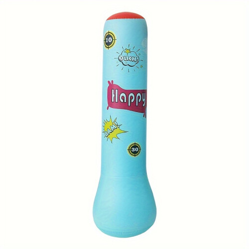 (Blue) Inflatable Bopper Kids Punching Bag with Bounce-Back Action ...