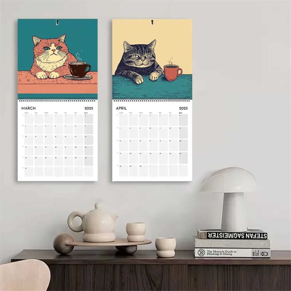 Calendario de gatos 2025 - Gatos con café Calendario de gatos 2025 con café para el hogar ...