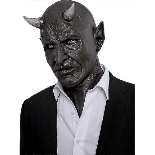 (bright gray) Cosplay Mephistopheles Mask Horror Demon Horn Mask Devil ...