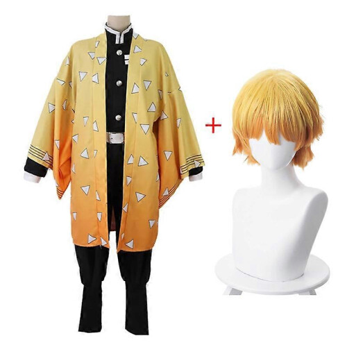 (style2, M) Demon Slayer Agatsuma Zenitsu Cosplay Costume Anime Kimetsu ...