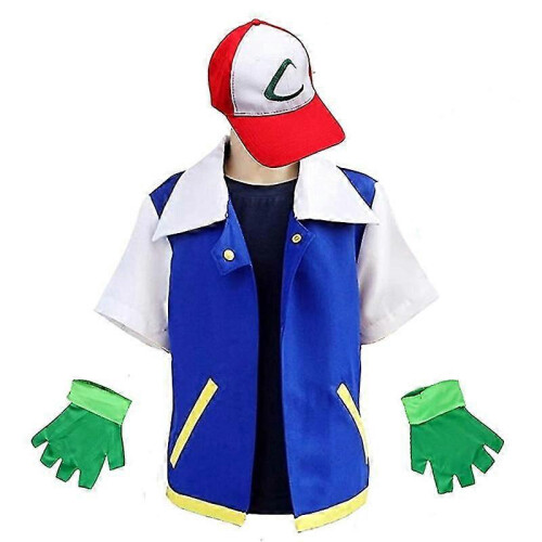 (Kid 150) Men Anime Blue Jacket Costume Boys Girls Ash Ketchum Cosplay ...