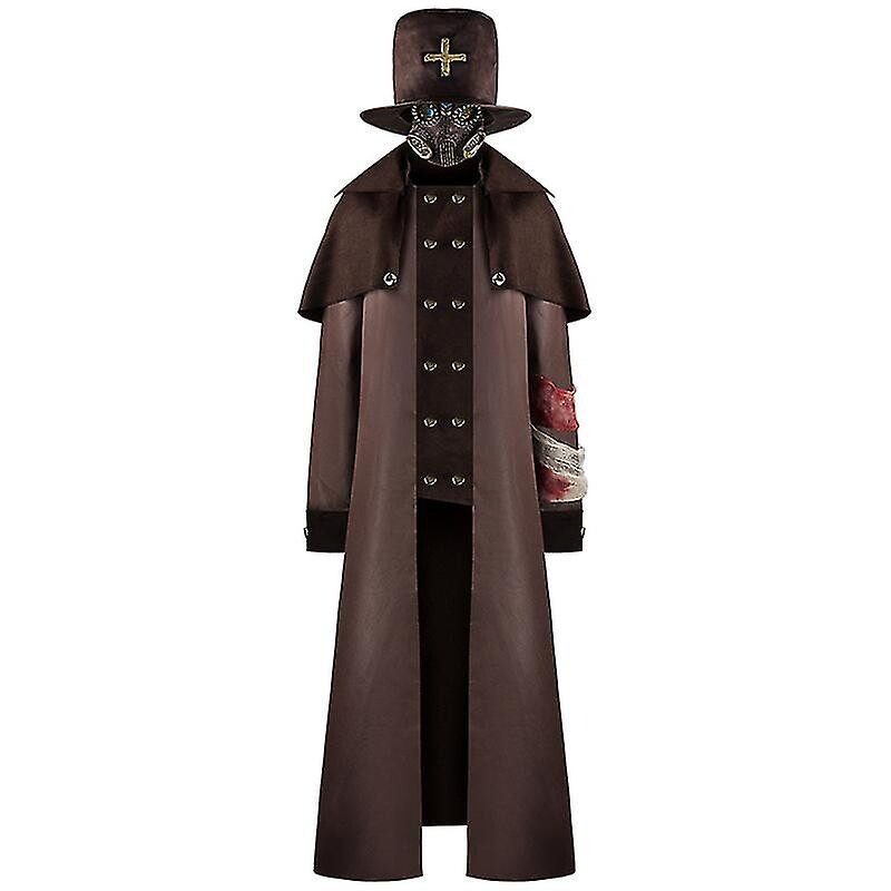 Deluxe Plague Doctor Costume Cosplay Men Cursed Priest Plague Doctor ...