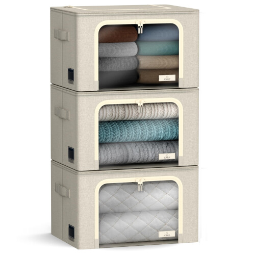 Sorbus Storage Bins with Metal Frame - Stackable & Foldable Clothes ...