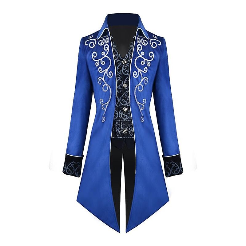 (XXXL, Blue) Adult Men Victorian Medieval Coat Punk Tuxedo Halloween ...