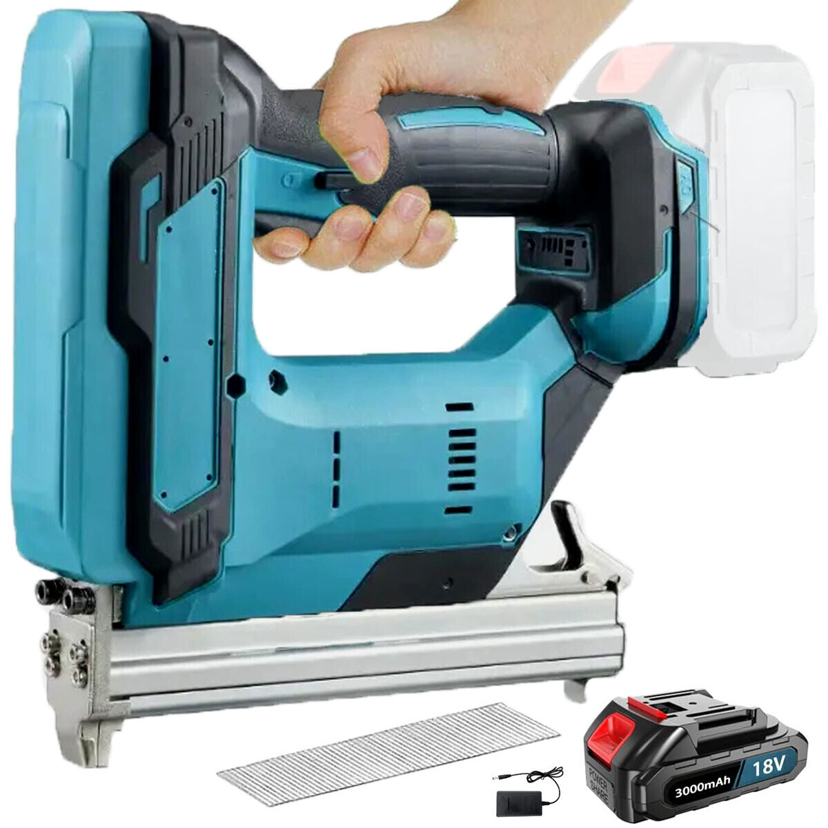 Cordless Brushless Straight Nail Gun Nailer Heavy Duty+Battery+Charger ...