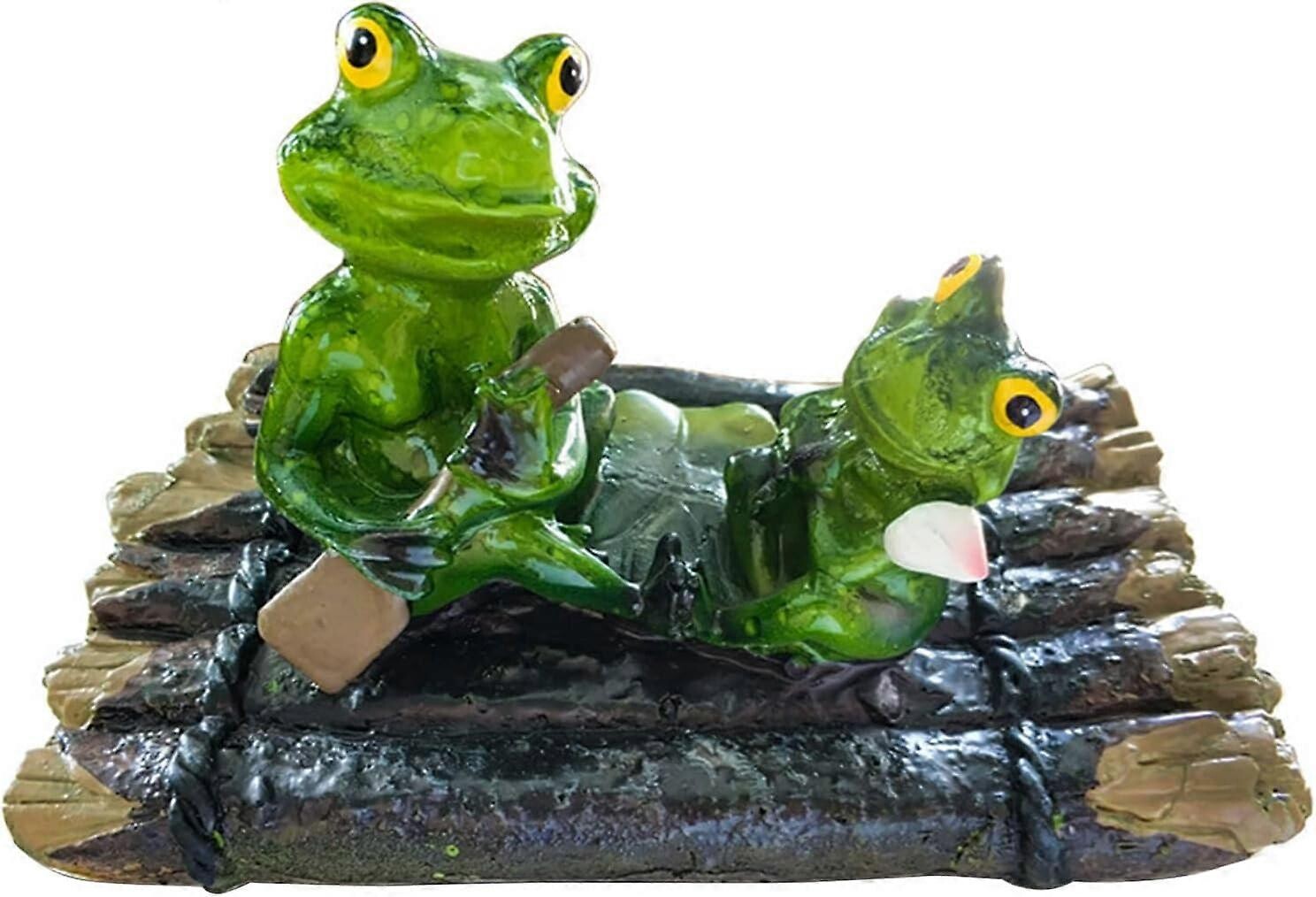 (Colour, One size) Water Floating Frog Garden Pond Statue Resin Water ...