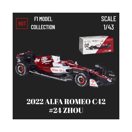 (Zhou 2022) Modelo de carro F1 2022 com vitrine, 75? Ferrari F175 ...