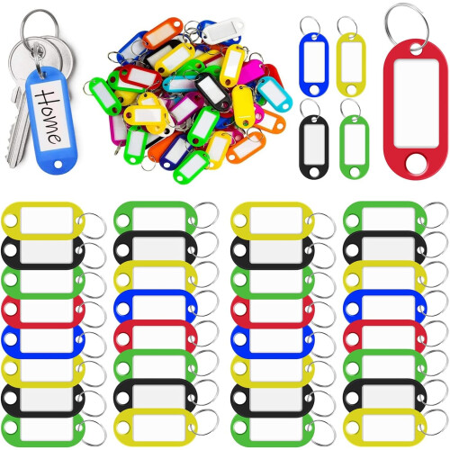 50pcs Key Tags, Plastic Keyring 5 Colors ID Label Tag Luggage ID Labels ...
