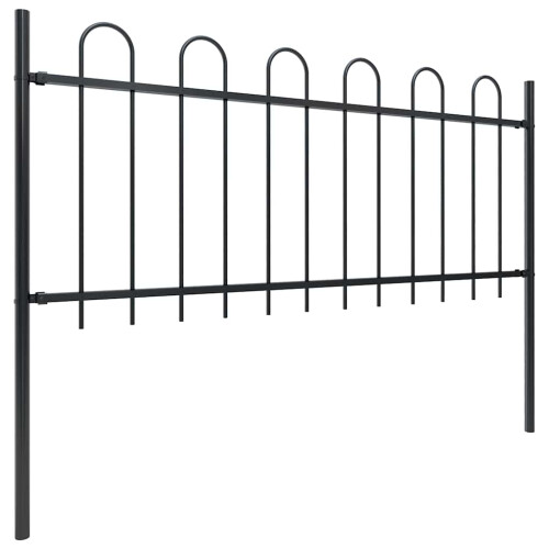 vidaXL Garden Fence with Hoop Top Fence Panel Border Fence Steel 1.8 m ...