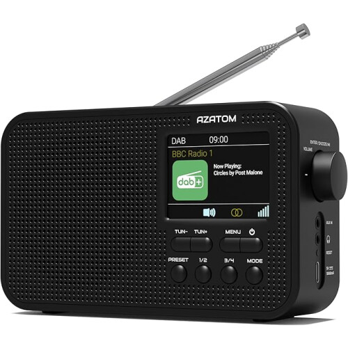 AZATOM Aspire G2 Black DAB DAB+ FM Portable Radio with Bluetooth ...