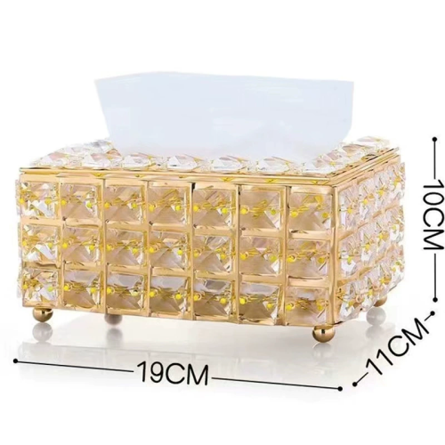 (Gold) Nordic Crystal Tissue Box, Gold, Modern Luxury Design on OnBuy