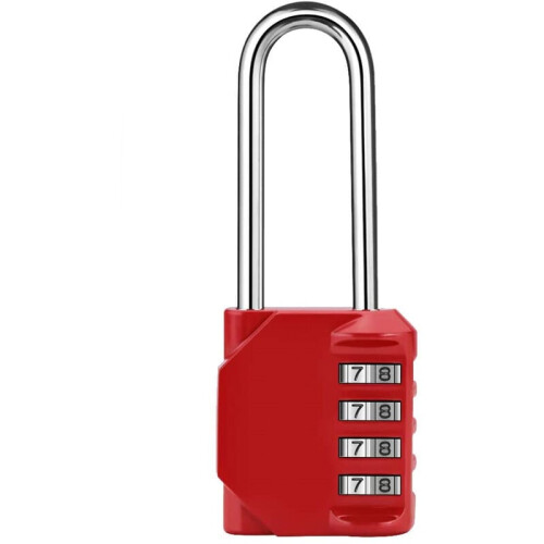 Candado de combinaci?n roja con grillete largo y c?digo de 4 d?gitos para armario de gimnasio on ...