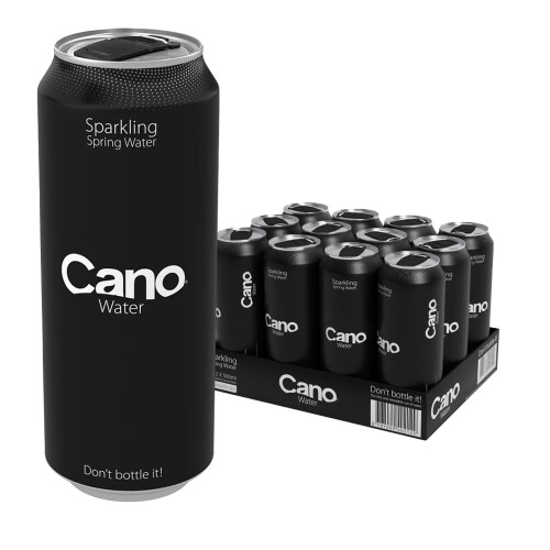 Cano Water Sparkling Water Multipack (12 x 500ml), Resealable Lids ...
