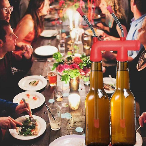 (Style 02 Blue) Beer Snorkel Straw Beer Funnel Double Snorkel Drinking ...