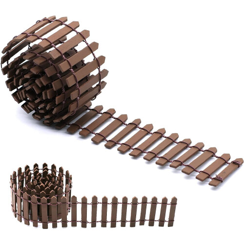 Set of 3 Miniature garden fence wooden fence, flexible miniature fence ...