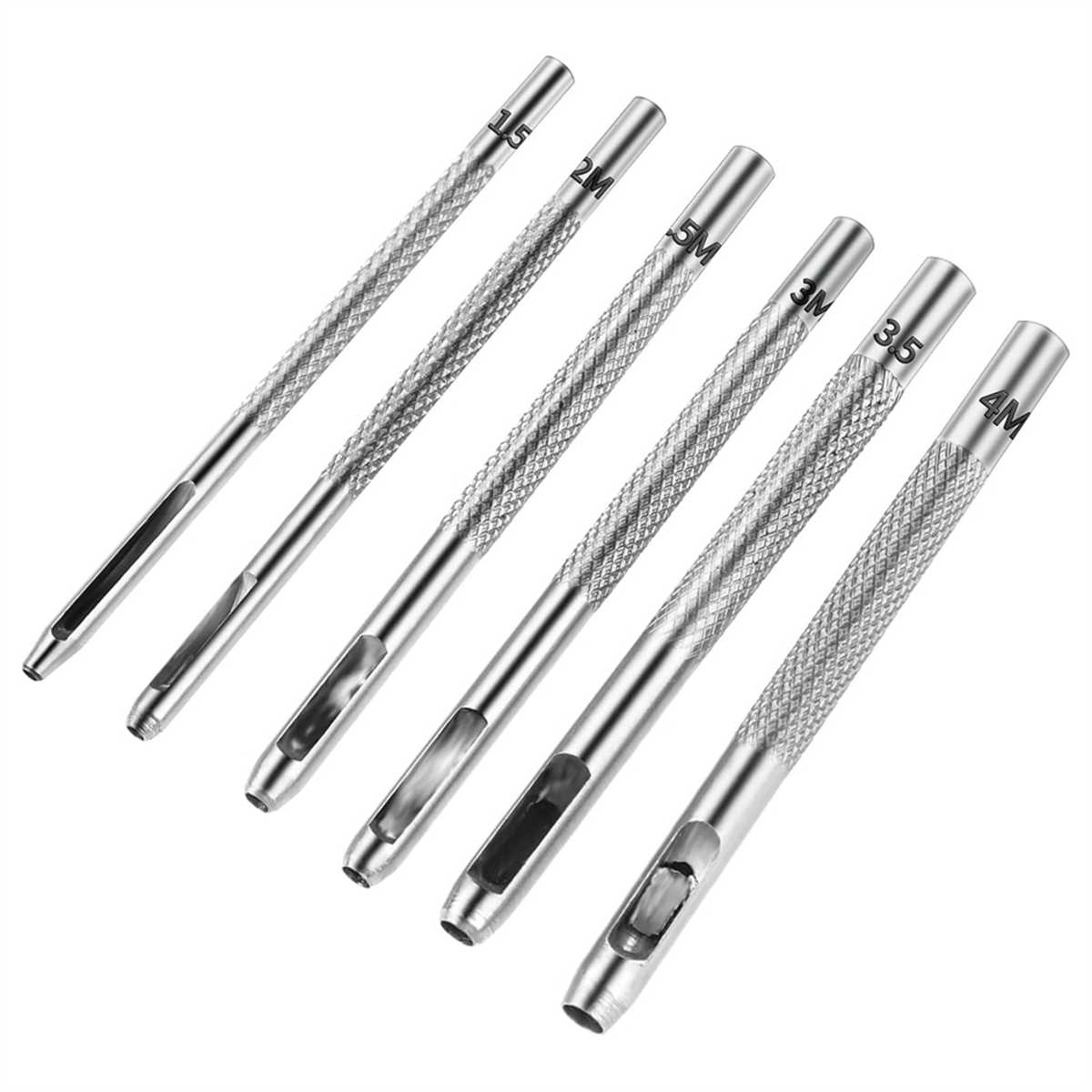 6 PCS Leather Punch 1.5mm-4.5mm Round Hollow Set Stitching Tool for ...