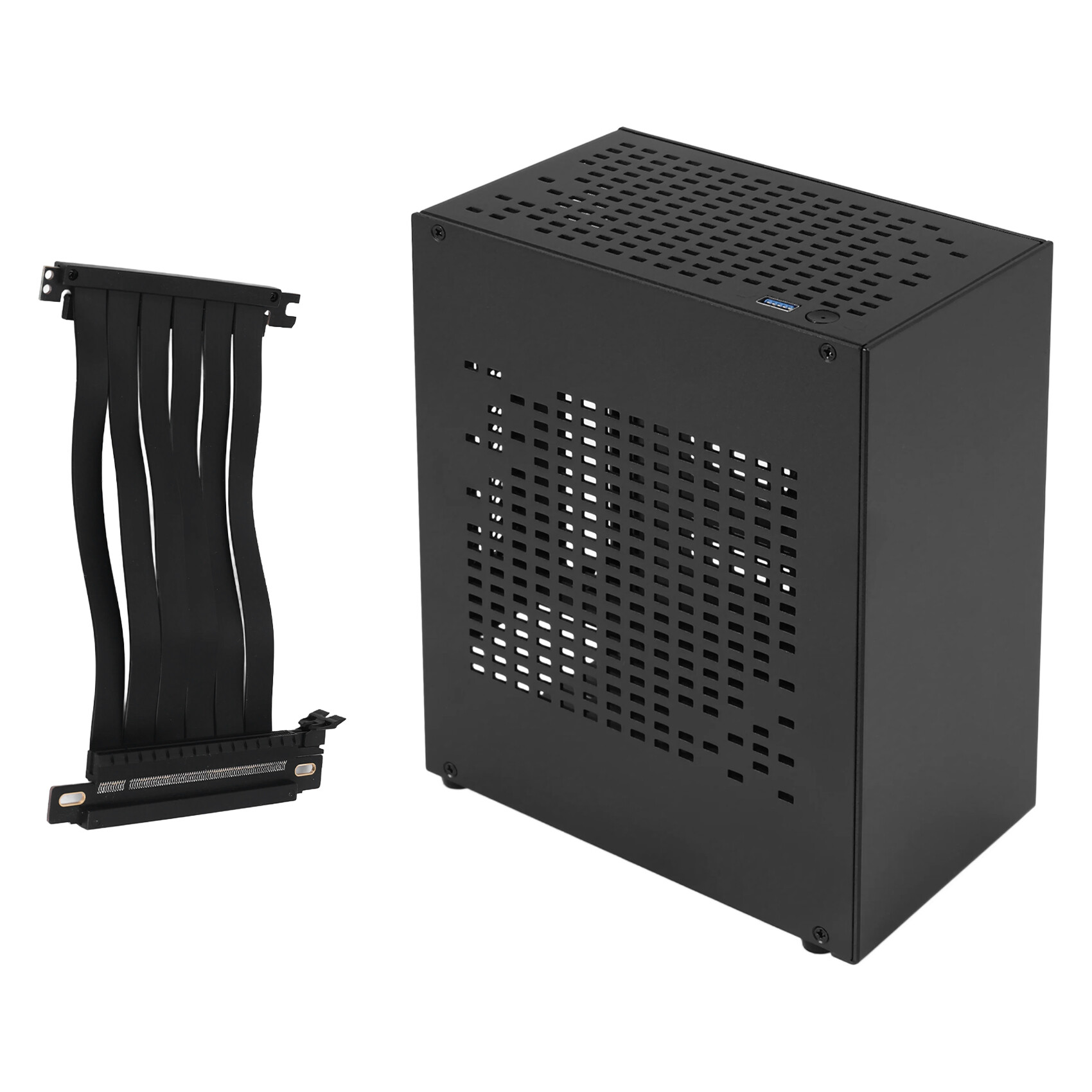A07 Mini ITX Computer Case Chassis HTPC Host USB3.0 Enclosure with Graphics Card Extension Cable ...
