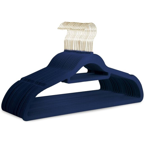 (Blue) KEPLIN Velvet Hangers 20 Pack Non-Slip Clothes Hangers with Tie ...