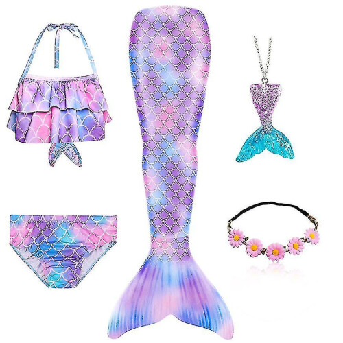(110) Mermaid Girl Costume Kids Swimming Mermaid Tail Girls Swim ...