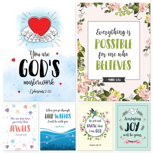 Scripture Cards - Set of 48 Boxed Bible Verse Blank Note Cards with ...
