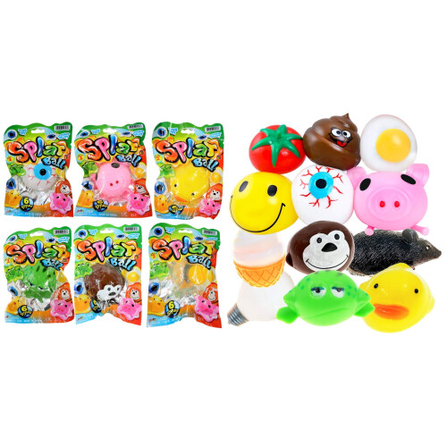 JA-RU SPLAT Ball Sticky & Stretchy (Pack of 6 Assorted) Sensory Stress Relief Toy Party Favor ...