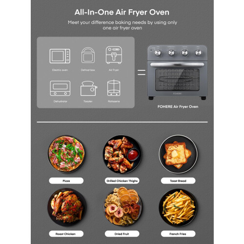 FOHERE Air Fryer Oven with Rotisserie 23LMini Oven 1700W Multifunction ...