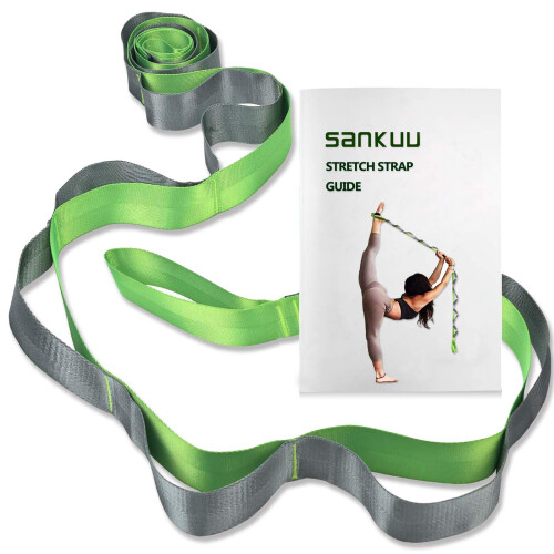 SANKUU Yoga Straps Stretching Strap with 12 Loops Workout Poster Stra ...