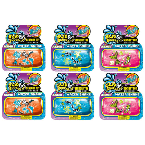 JA-RU 5"" Water Snake Fidget Toy (6 Pack Assorted) Magic Jelly Tube Wa ...
