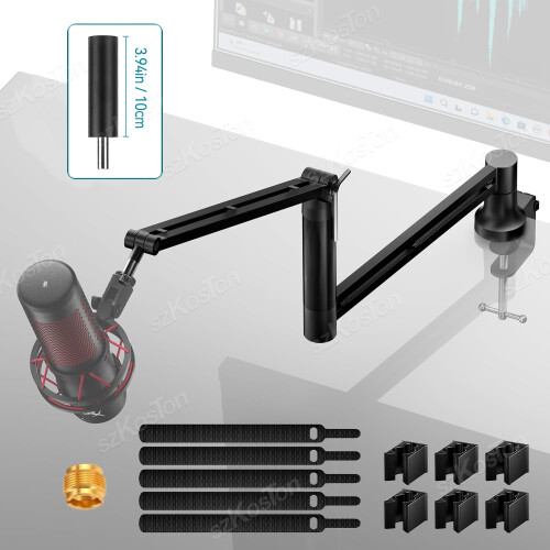 Adjustable Microphone Boom Arm Extended Riser with Cable Management Low ...