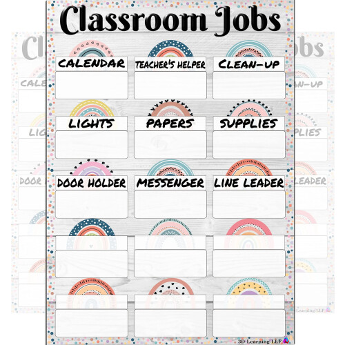 3D Learning LLF Boho Class Jobs Chart- Laminated 14x19.5 - Classroom ...