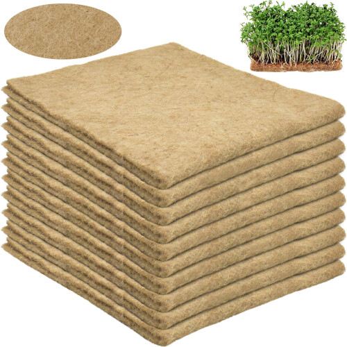 Halatool 10PCS Jute Plant Hemp Fiber Grow Mat for Microgreens 10 X 20 ...