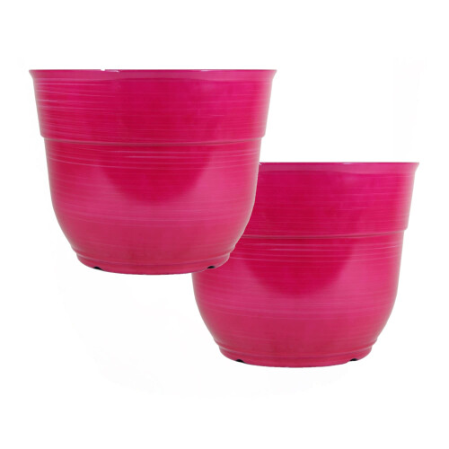 Garden Elements Glazed Brushed Happy Large Plastic Planter 15"" (2 ...