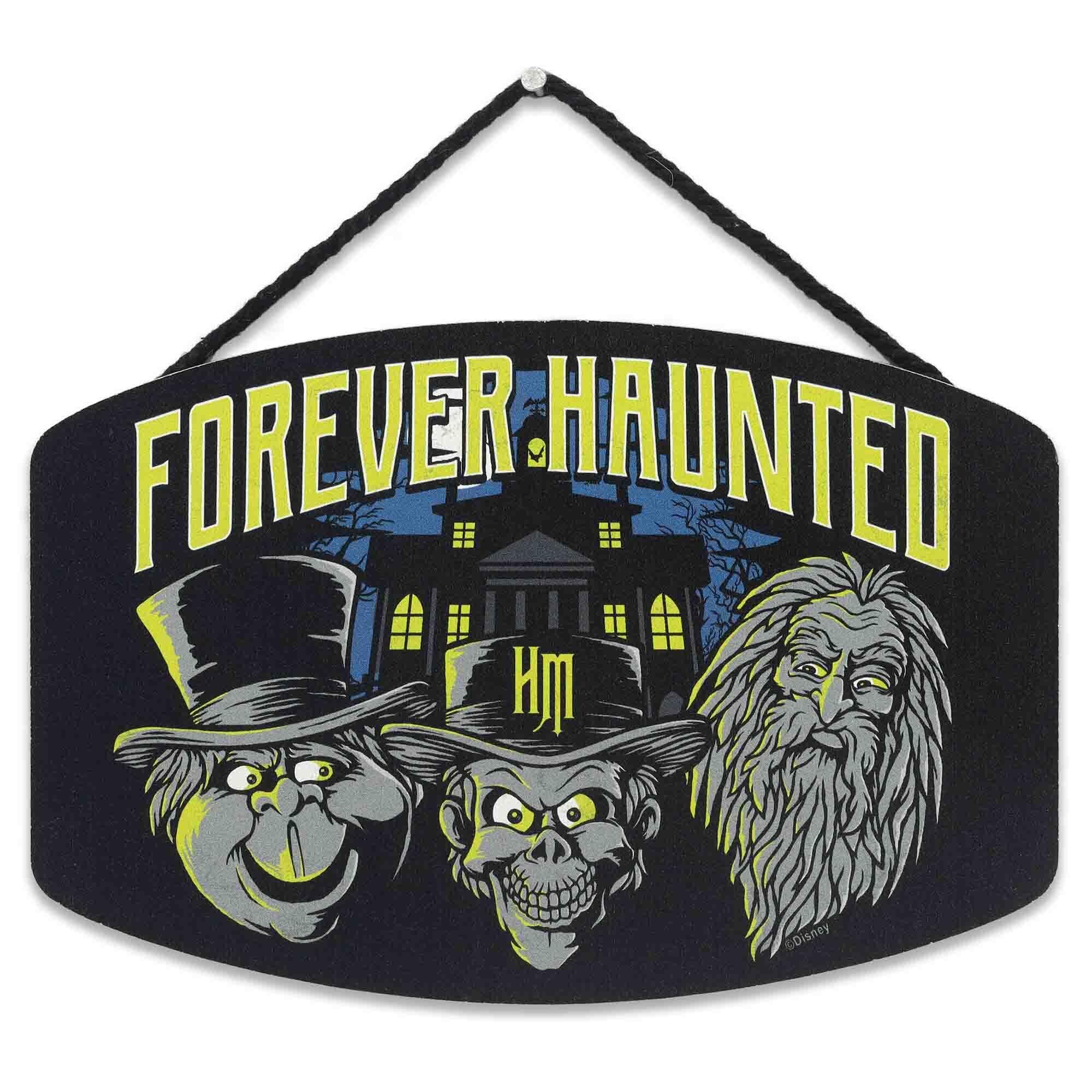 Disney Haunted Mansion Forever Haunted Hanging Wood Wall Decor - Spooky Hitchhiking Ghosts Sign ...