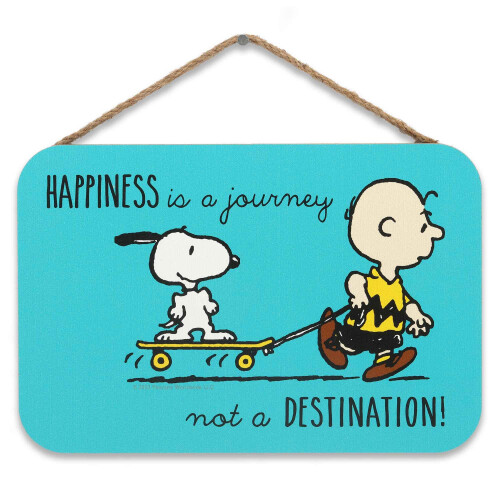 Peanuts Charlie Brown and Snoopy Happiness is a Journey Hanging Wood ...