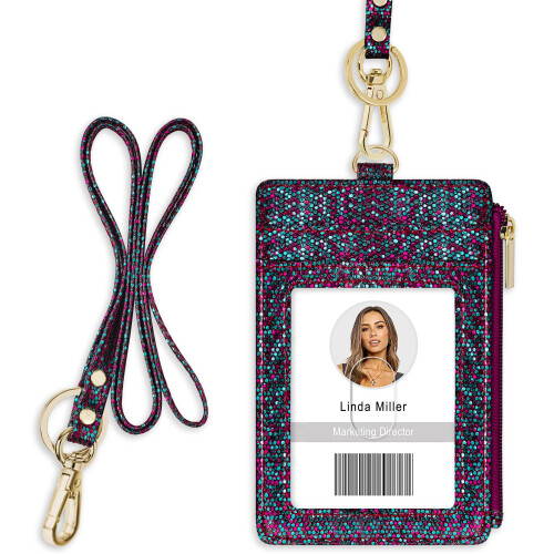 Porta credencial de identificaci n con cord n, vertical, brillante, porta credencial de ...