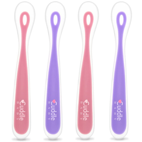 Cuddle Baby Gum Friendly Soft Silicone Baby Spoons 4Pack First Stage ...