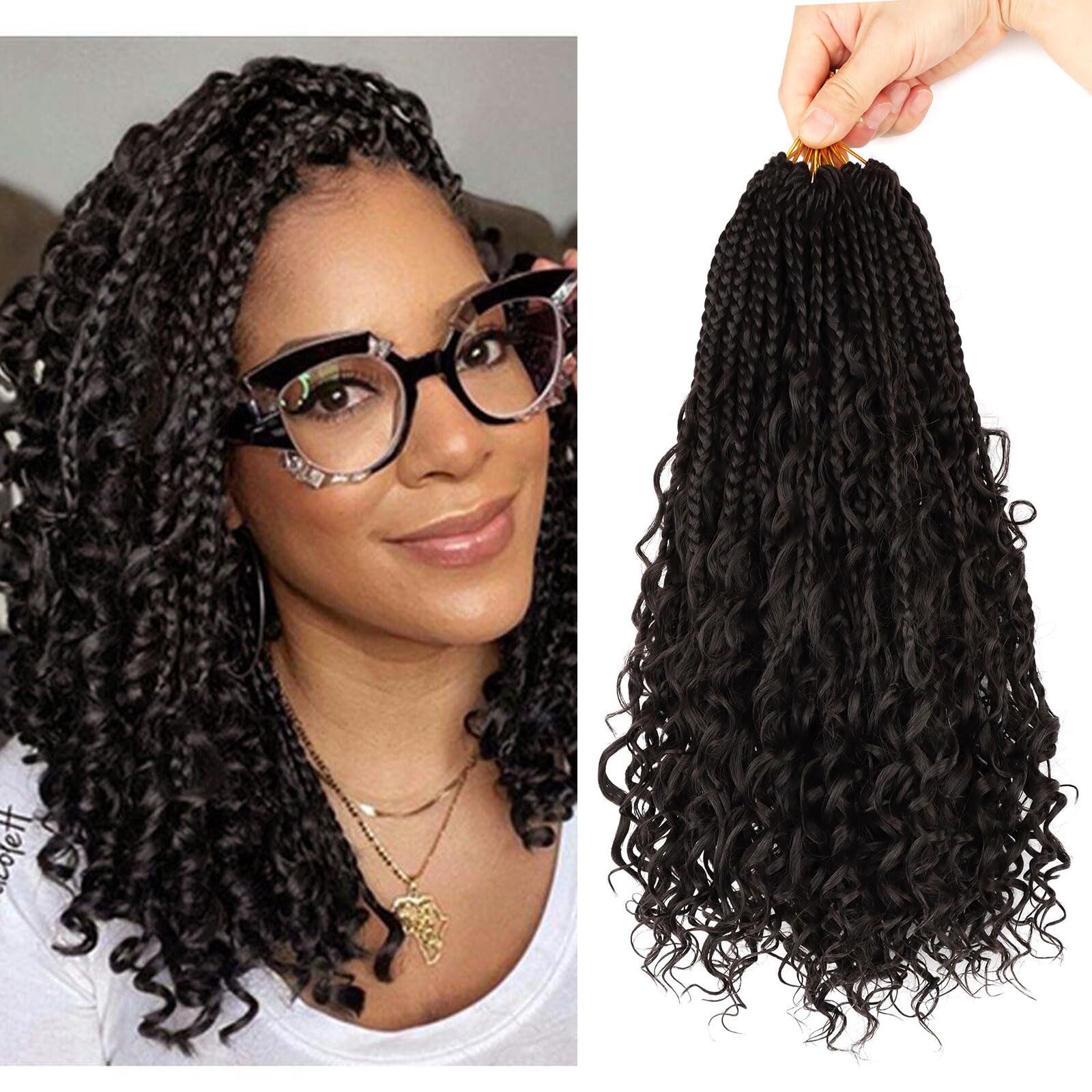 14 Inch Goddess Box Braids Crochet Hair for Black Women 8 Packs Crochet Box Braids Pre-looped ...