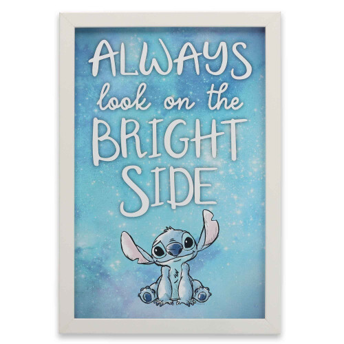 Disney Lilo and Stitch Always Look On the Bright Side Framed Wood Wall ...