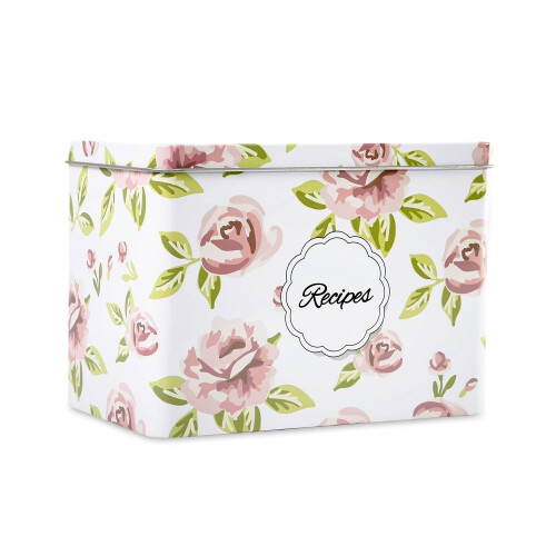 Kichenest Recipe Box Gift Set With 4x6 Recipe Cards And Dividers ...