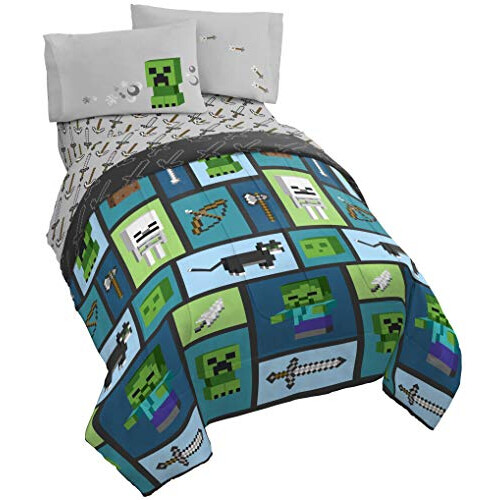 Minecraft Chibi College 4 Piece Twin Bed Set - Includes Reversible ...