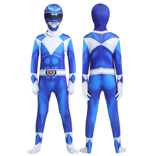 (Blue, 100) Mighty Morphin Power Rangers Cosplay Costume Jumpsuit ...