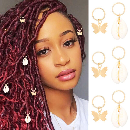 Formery Shells Box Braid Clip Gold Butterfly African Dreadlock ...