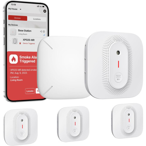 Wireless Interlinked Smart Smoke Alarm with English Voice Alarm and ...