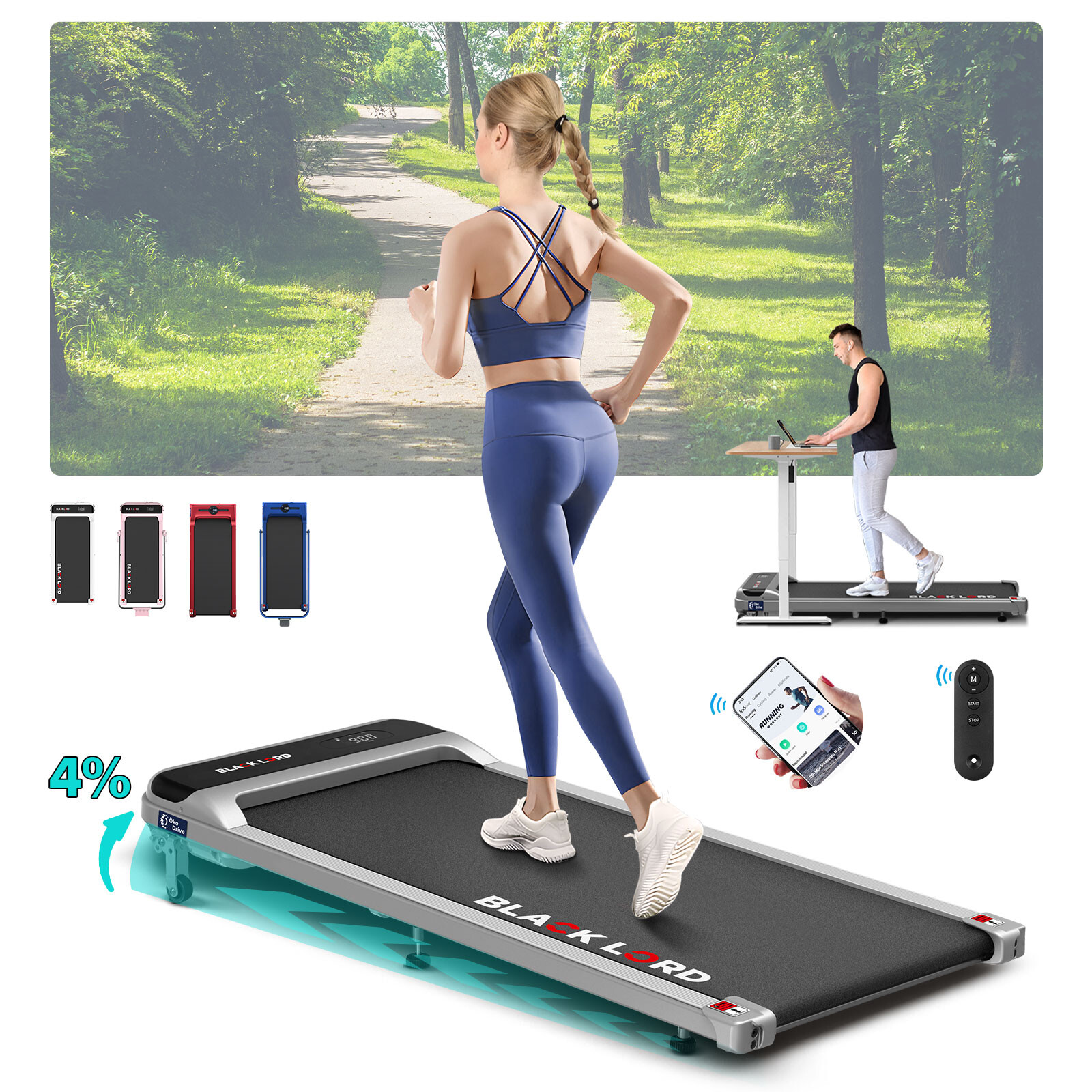 (Walking Pad Model MS2 - Silver) BLACK LORD Treadmill Electric Walking Pad Home Office Gym ...