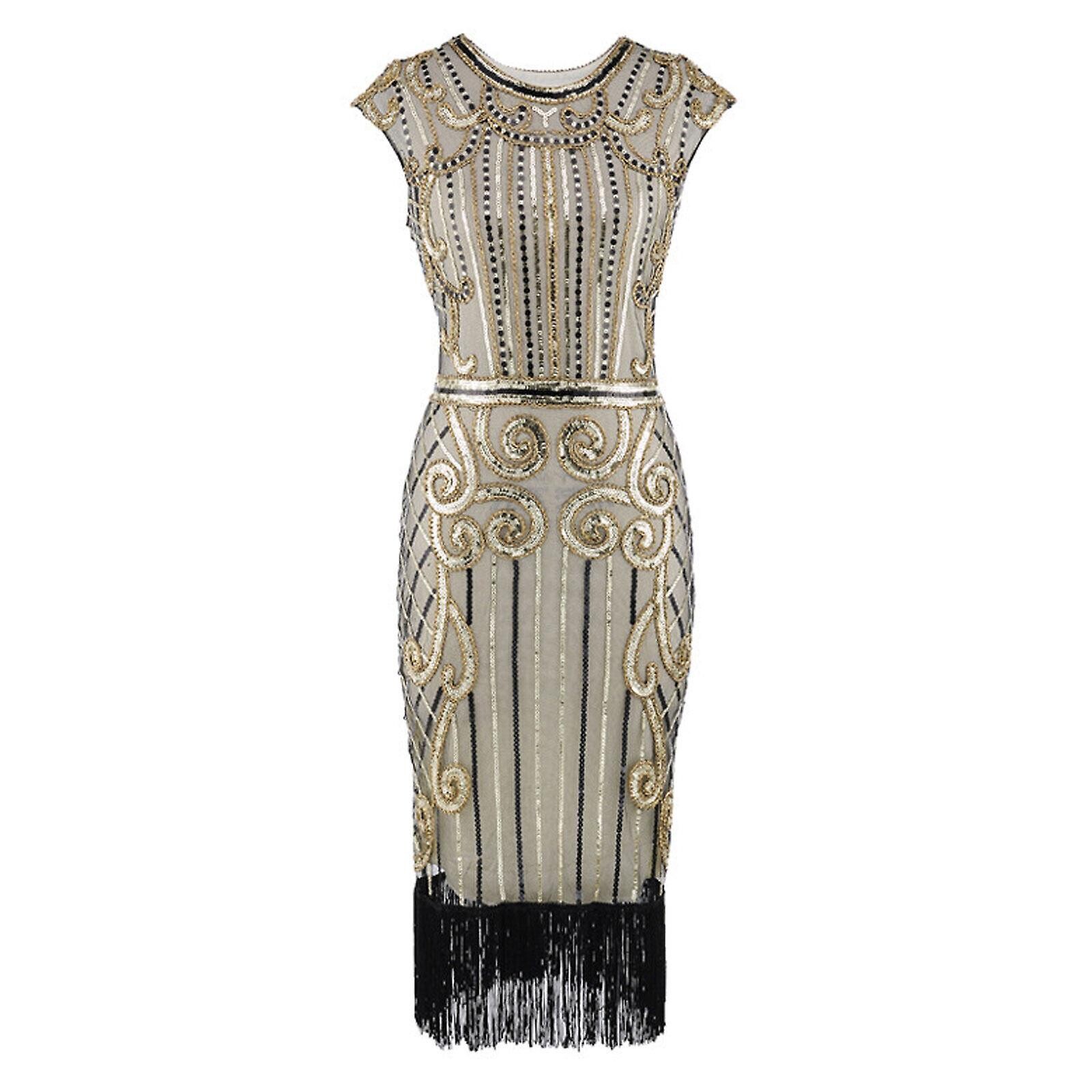(XXL, Champagne) Hot Sale-josephine Vintage Dress Great Gatsby Retro ...