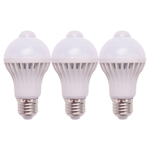 3X E27 LED Bulbs, Motion Sensor, LED PIR Motion Sensor, Globe Bulbs, 5W ...